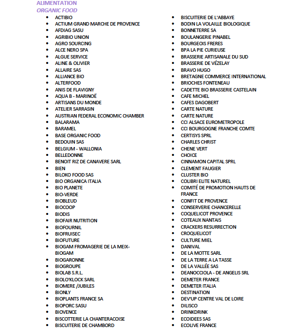 Liste des exposants - Salon professionnel Natexpo