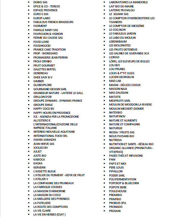 Liste des exposants - Salon professionnel Natexpo