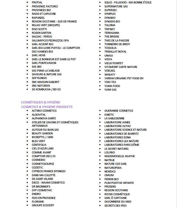 Liste des exposants - Salon professionnel Natexpo