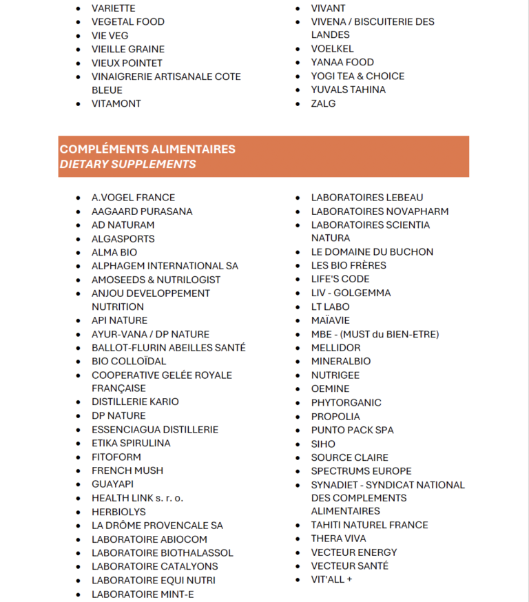 Liste des exposants - Salon professionnel Natexpo