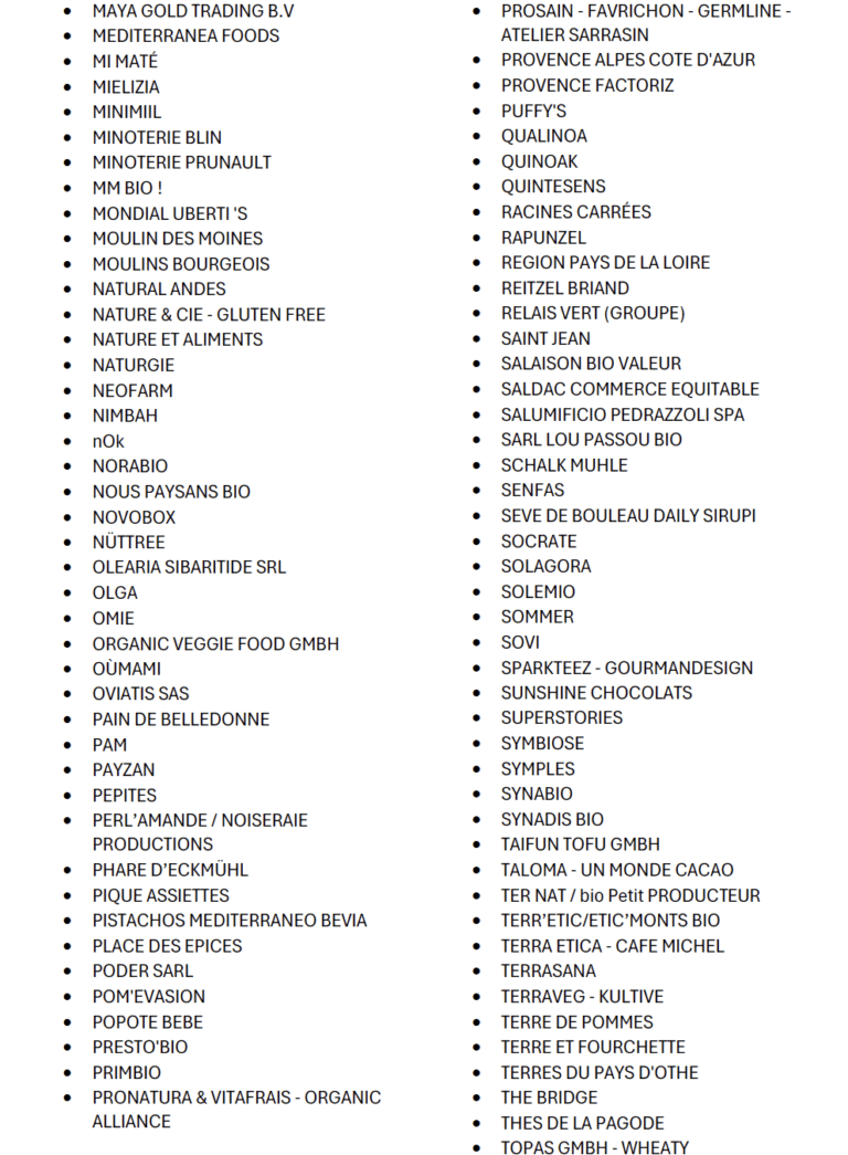 Liste des exposants - Salon professionnel Natexpo