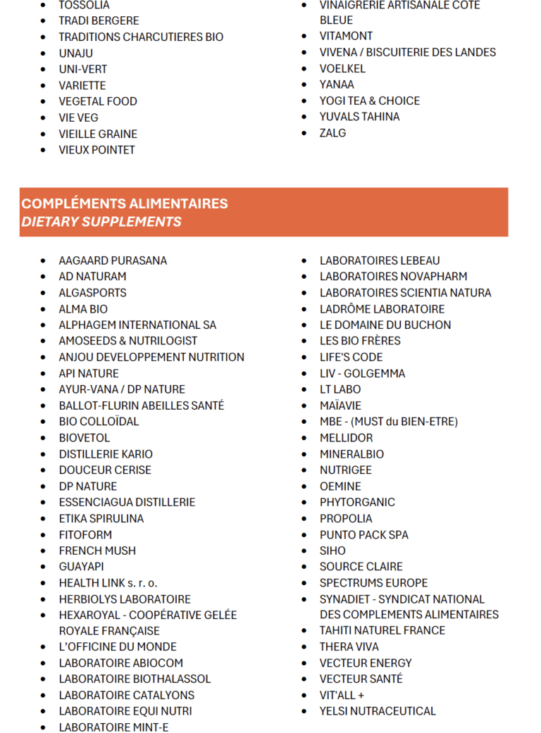 Liste des exposants - Salon professionnel Natexpo