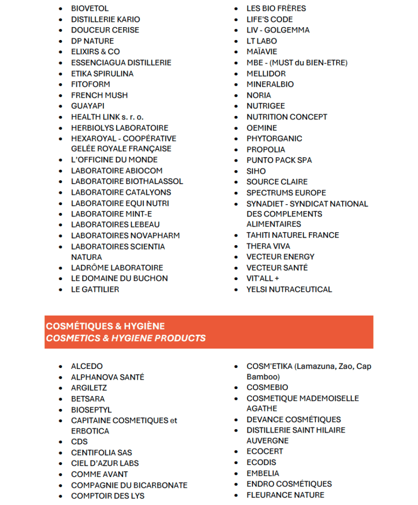 Liste des exposants - Salon professionnel Natexpo