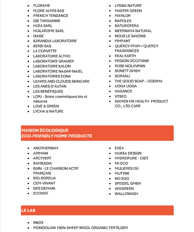 Liste des exposants - Salon professionnel Natexpo