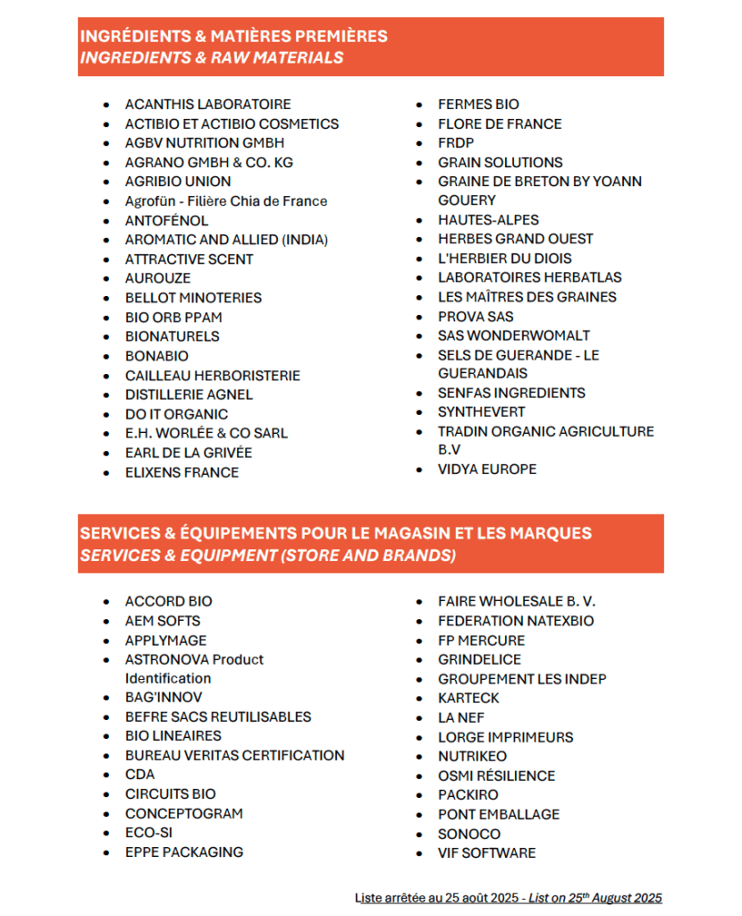 Liste des exposants - Salon professionnel Natexpo